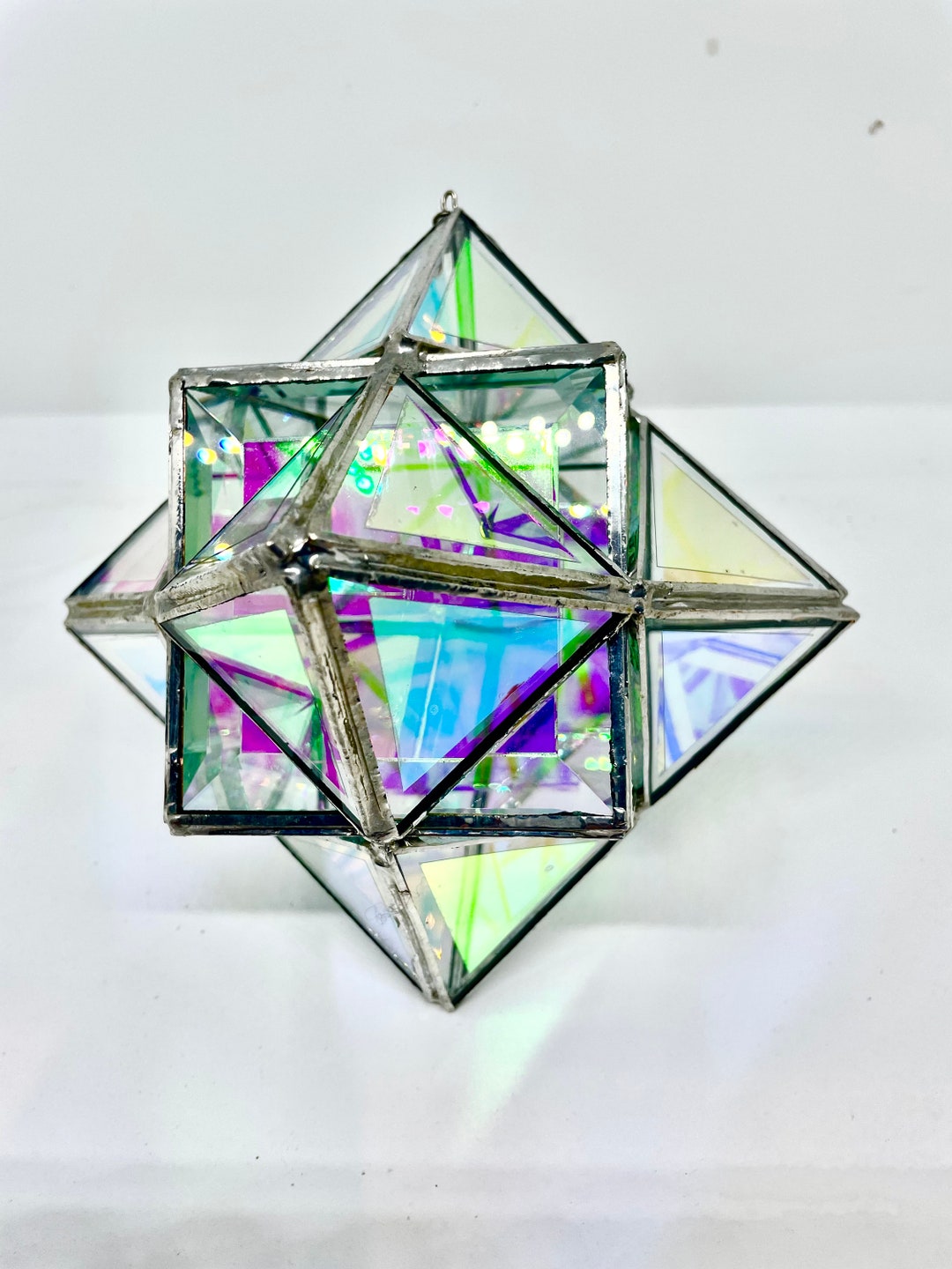 3D Intriguing Geometric Glass Cube-octahedron. Changes Colour With ...