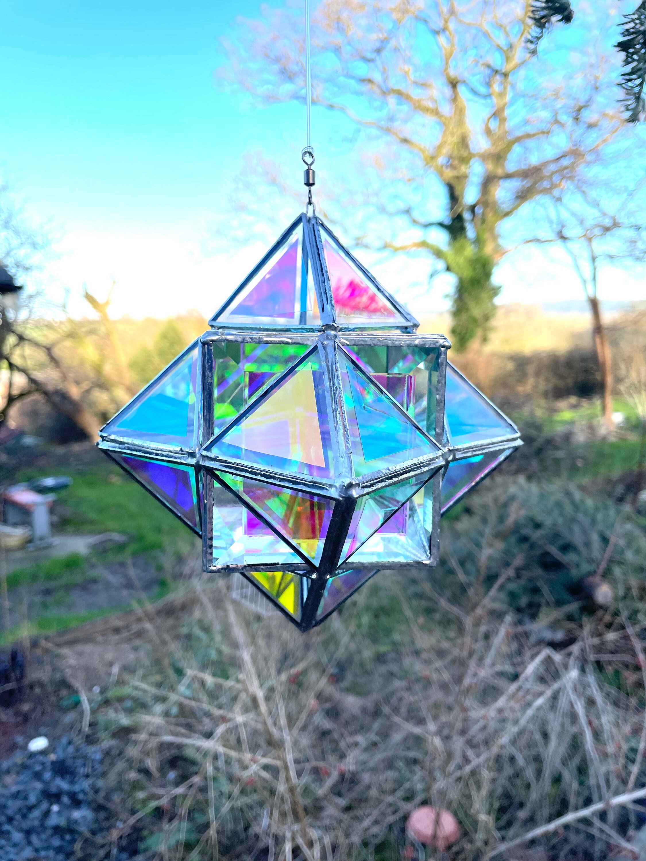 3D Intriguing Geometric Glass Cube-octahedron. Changes Colour With ...