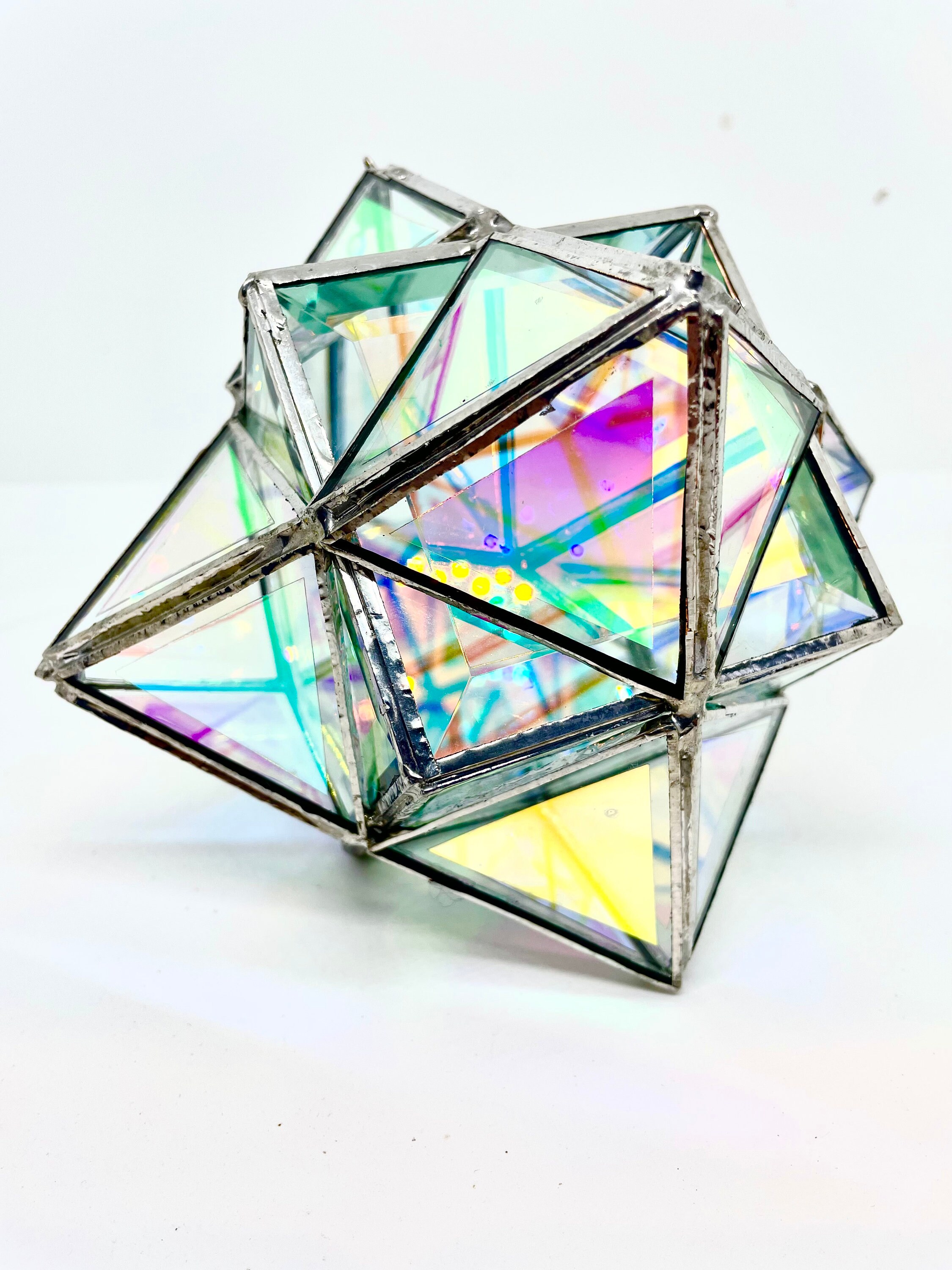 3D Intriguing Geometric Glass Cube-octahedron. Changes Colour With ...
