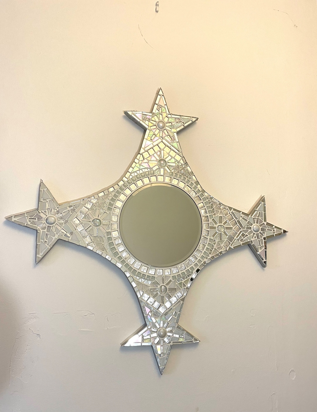 Very UNIQUE Star Mosaic Mirror Made From Iridescent Glass Tiles ...