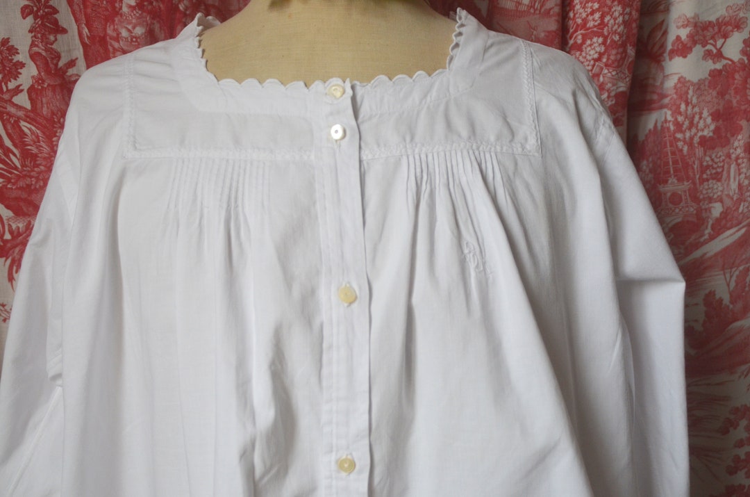 Antique French Pure Hand Made and Embroidered Blouse, LN Monogram, Pin ...