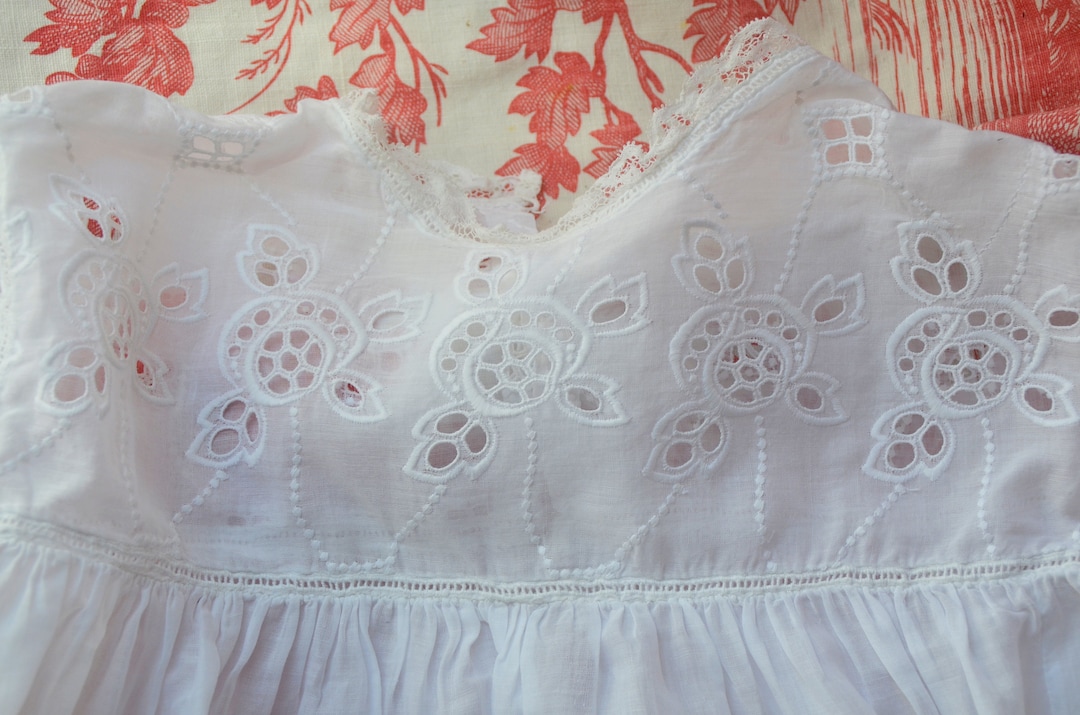 Fine French Batiste Hand Made and Embroidered Child's Dress, Lace Trim ...