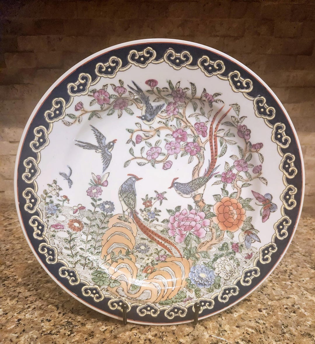 Vintage Macao Hand-painted Decorative Plate Oriental Motif With Birds ...