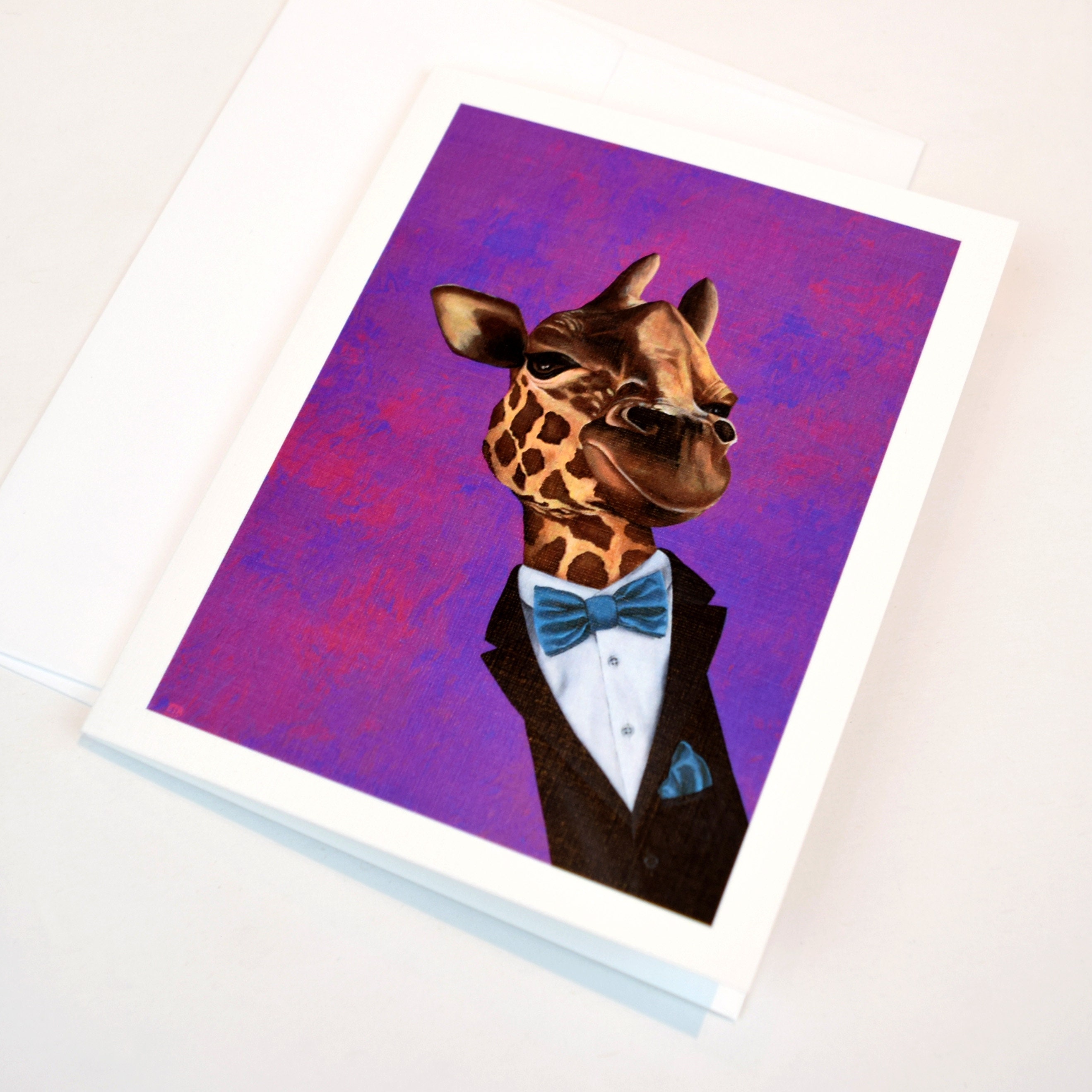 Dapper Giraffe Greeting Card. 4x5 Blank Card. Giraffe in Tux. Birthday ...