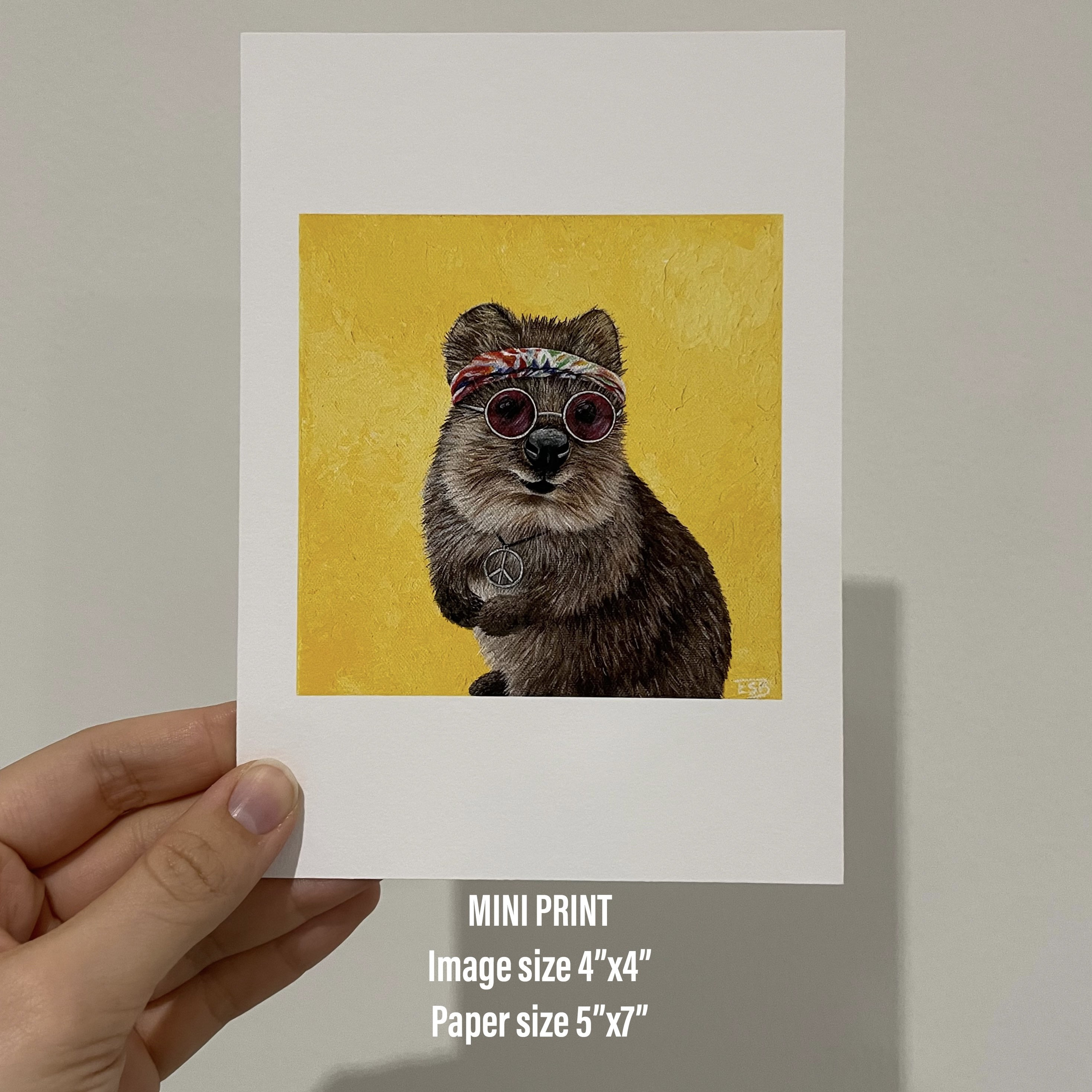 Limited Edition Hippie Quokka Art Print. Home Decor. Animal Wall Art ...