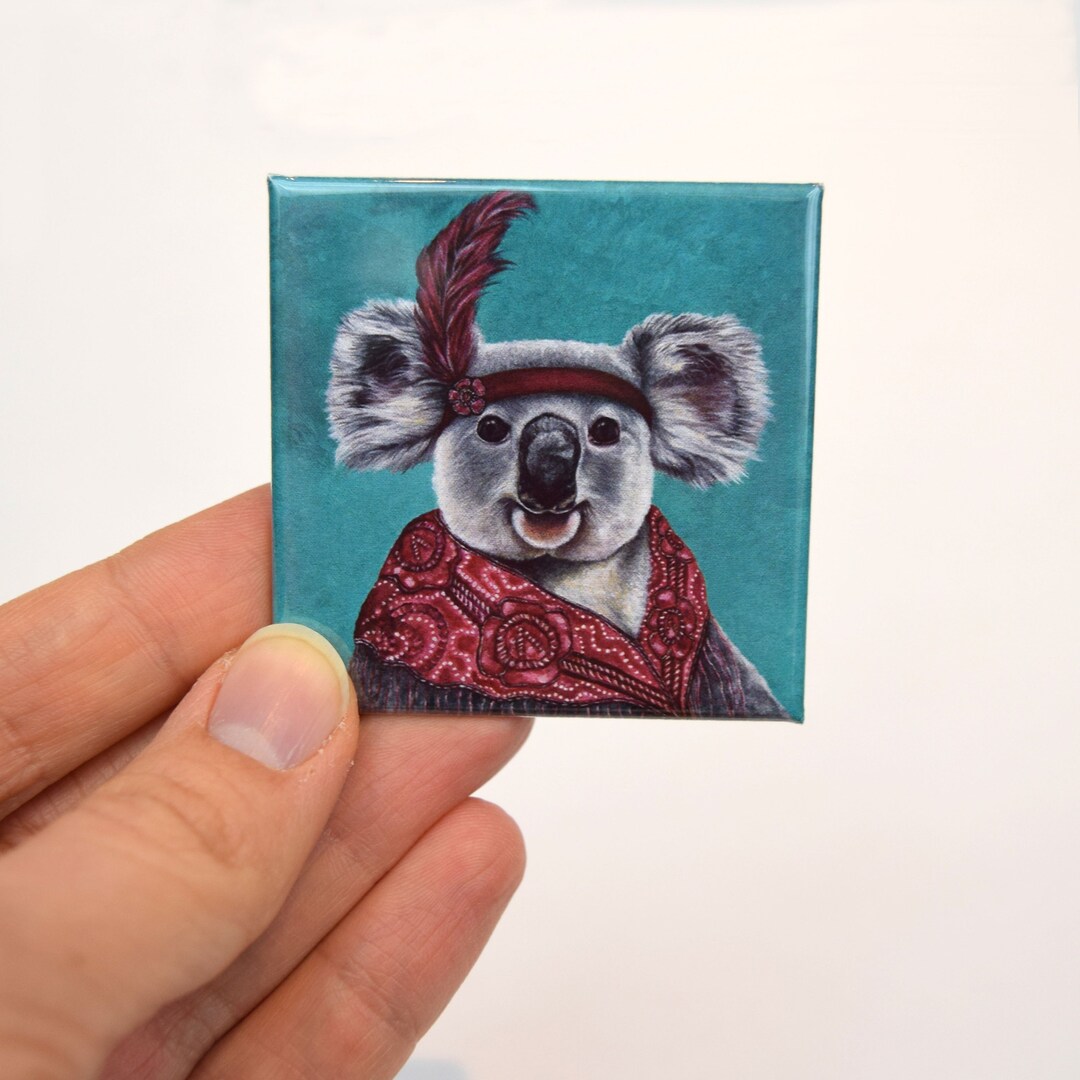 Flapper Koala Magnet. 2" Square Refrigerator Magnet. Cute Animal Magnet ...