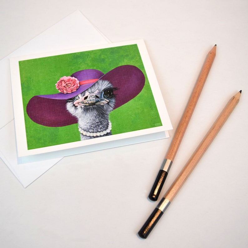 Fancy Ostrich Greeting Card. 4x5 Blank Card. Ostrich in Hat - Etsy
