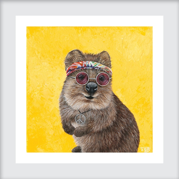 Limited Edition Hippie Quokka Art Print. Home Decor. Animal | Etsy