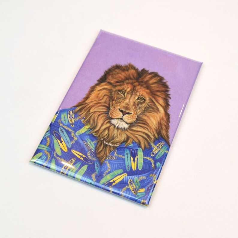 Hawaiian Lion Magnet. 2x3 Refrigerator Magnet. - Etsy