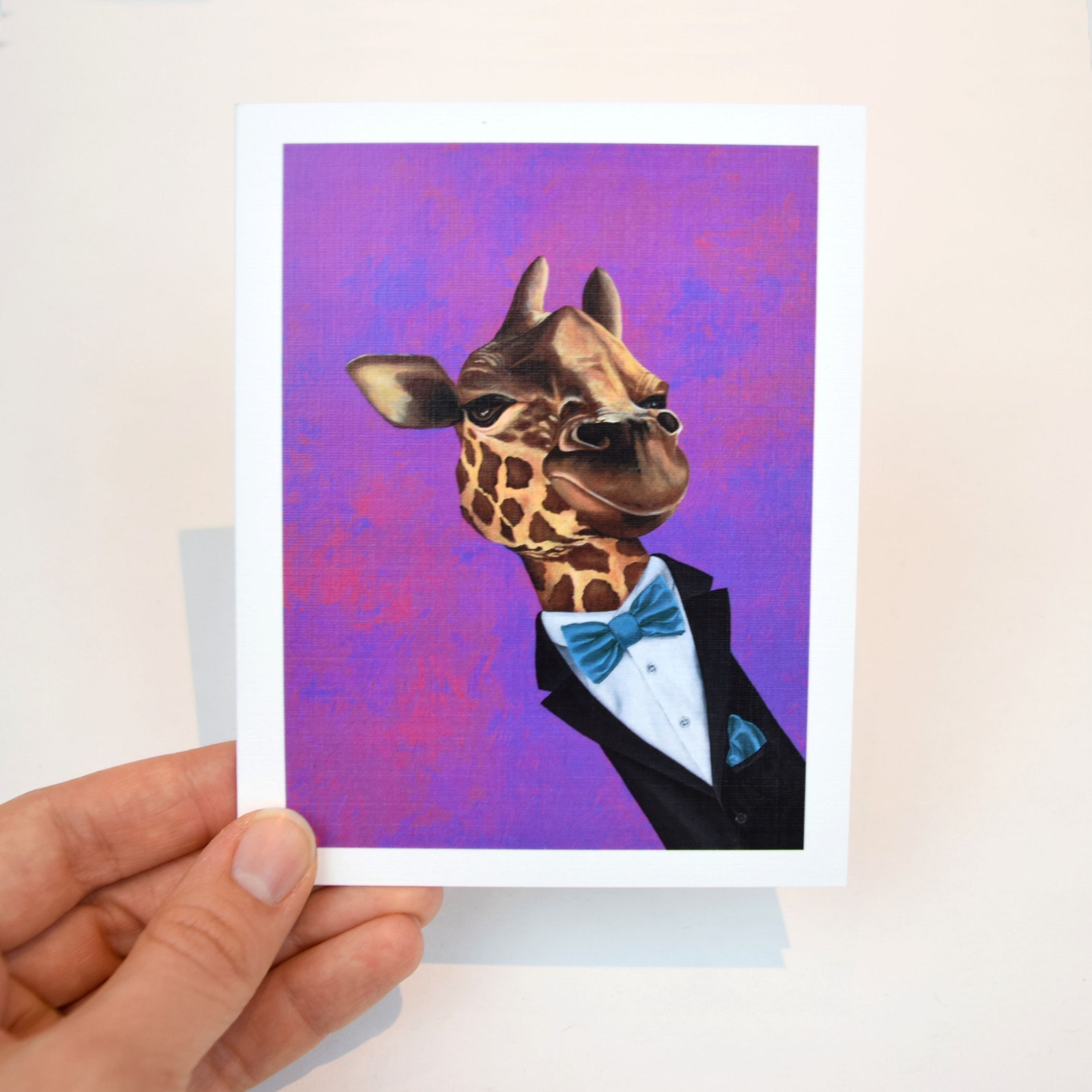 Dapper Giraffe Greeting Card. 4x5 Blank Card. Giraffe in Tux. Birthday ...