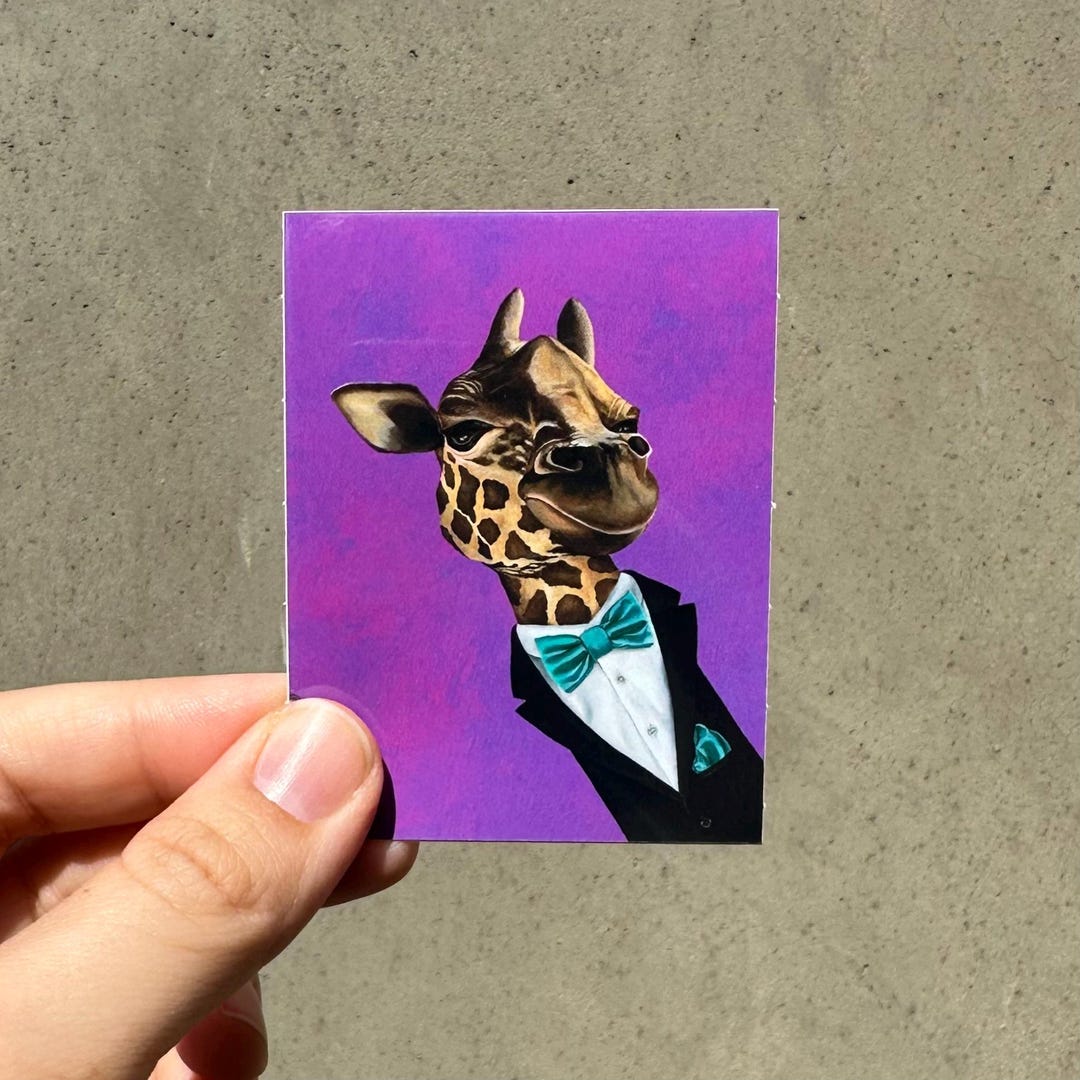 Dapper Giraffe Vinyl Sticker | Animal Sticker | Funny Sticker | Cute ...