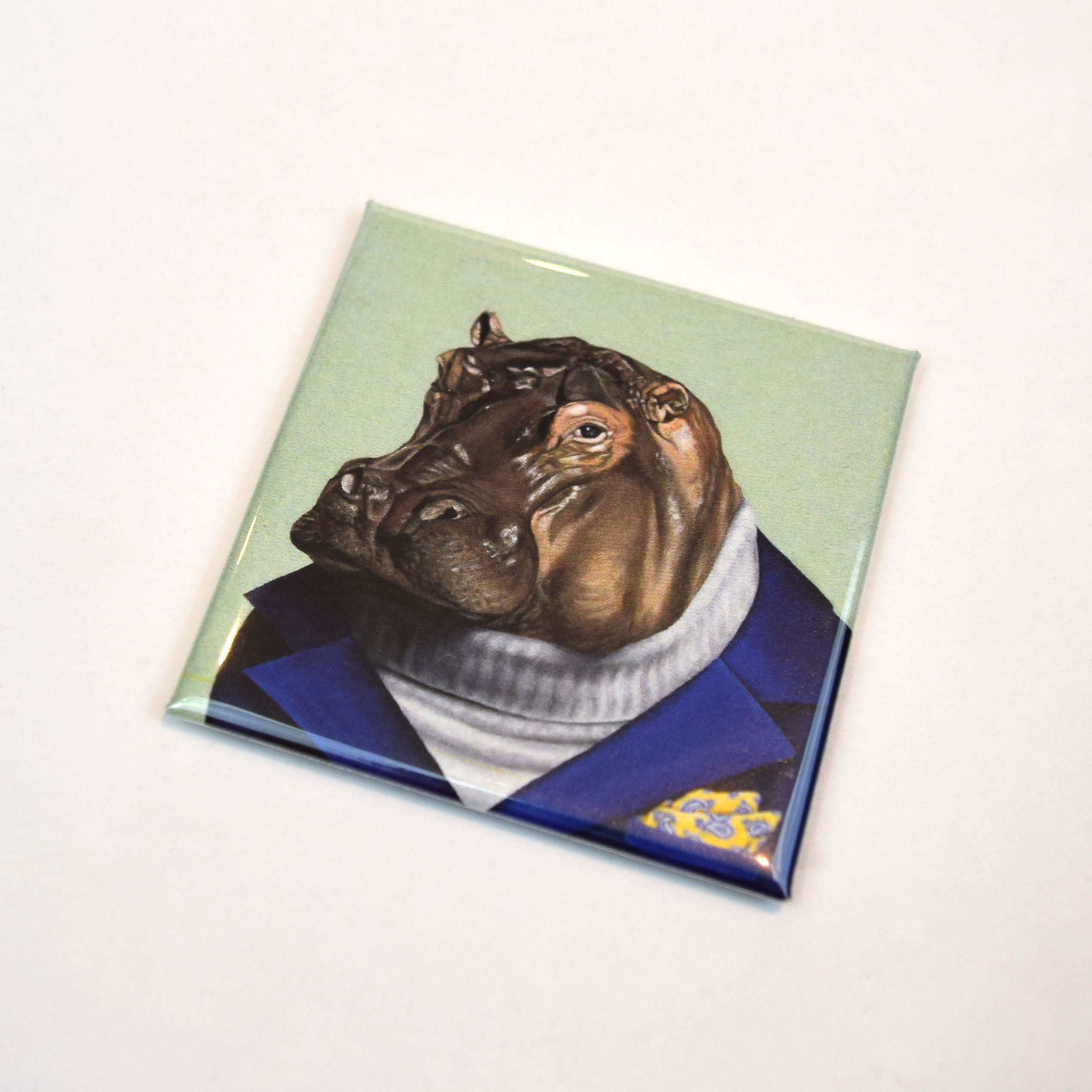 Suave Hippo Magnet. 2" Square Refrigerator Magnet. Cute Animal Magnet ...