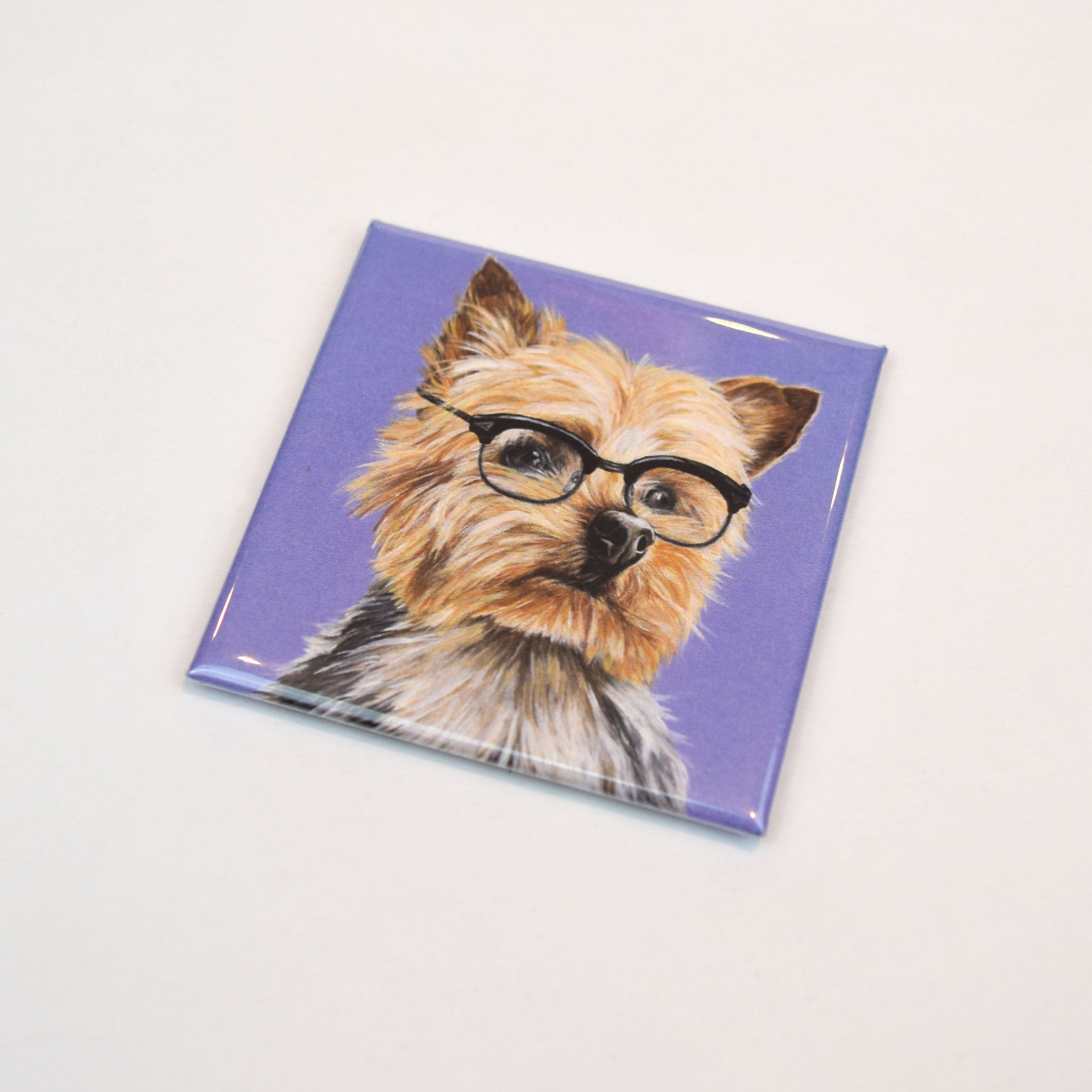 Yorkshire Terrier Magnet. Dogs in Glasses. 2" Square Refrigerator ...