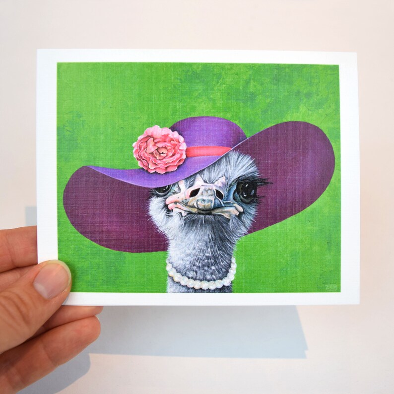 Fancy Ostrich Greeting Card. 4x5 Blank Card. Ostrich in Hat - Etsy