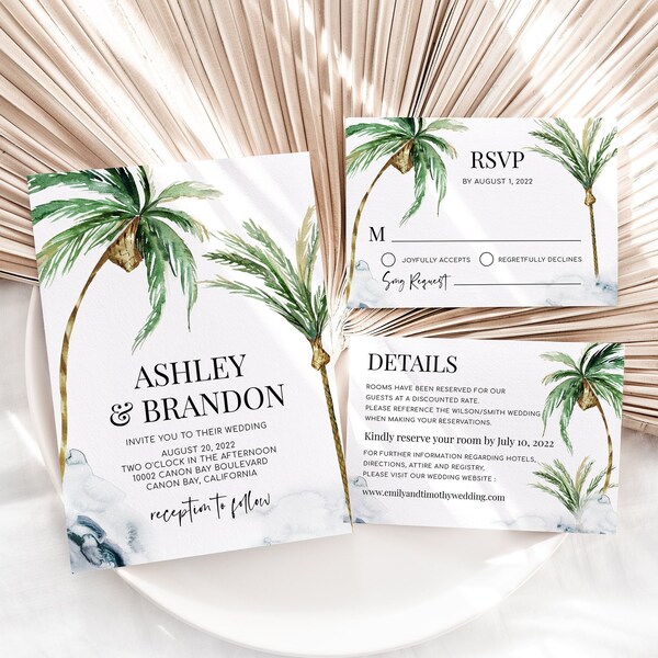 Wedding Invitations Palm - Etsy