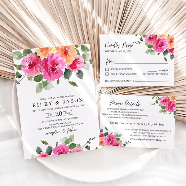 Wedding Invitation Colorful - Etsy