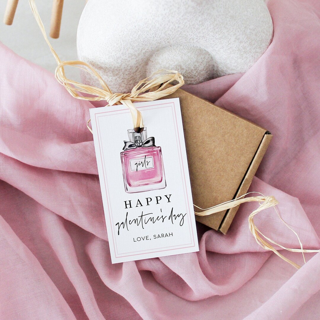 Pink Perfume Favor Tags, Happy Galentines Girls Gifts Tag, Ladies Party ...