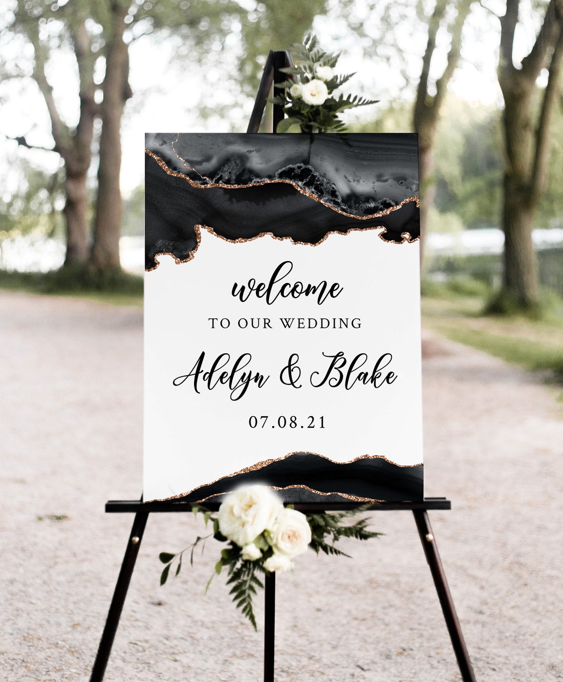 Marble Wedding Welcome Sign Template Printable Black Wedding - Etsy