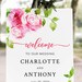 ETTA Hot Pink Floral Wedding Welcome Sign, Bright Blush Flowers Sign ...
