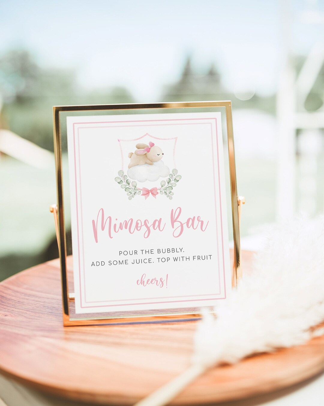 LENA Mimosa Bar Sign, Bunny Crest Baby Shower Mimosa Sign, Girl Bubbly ...