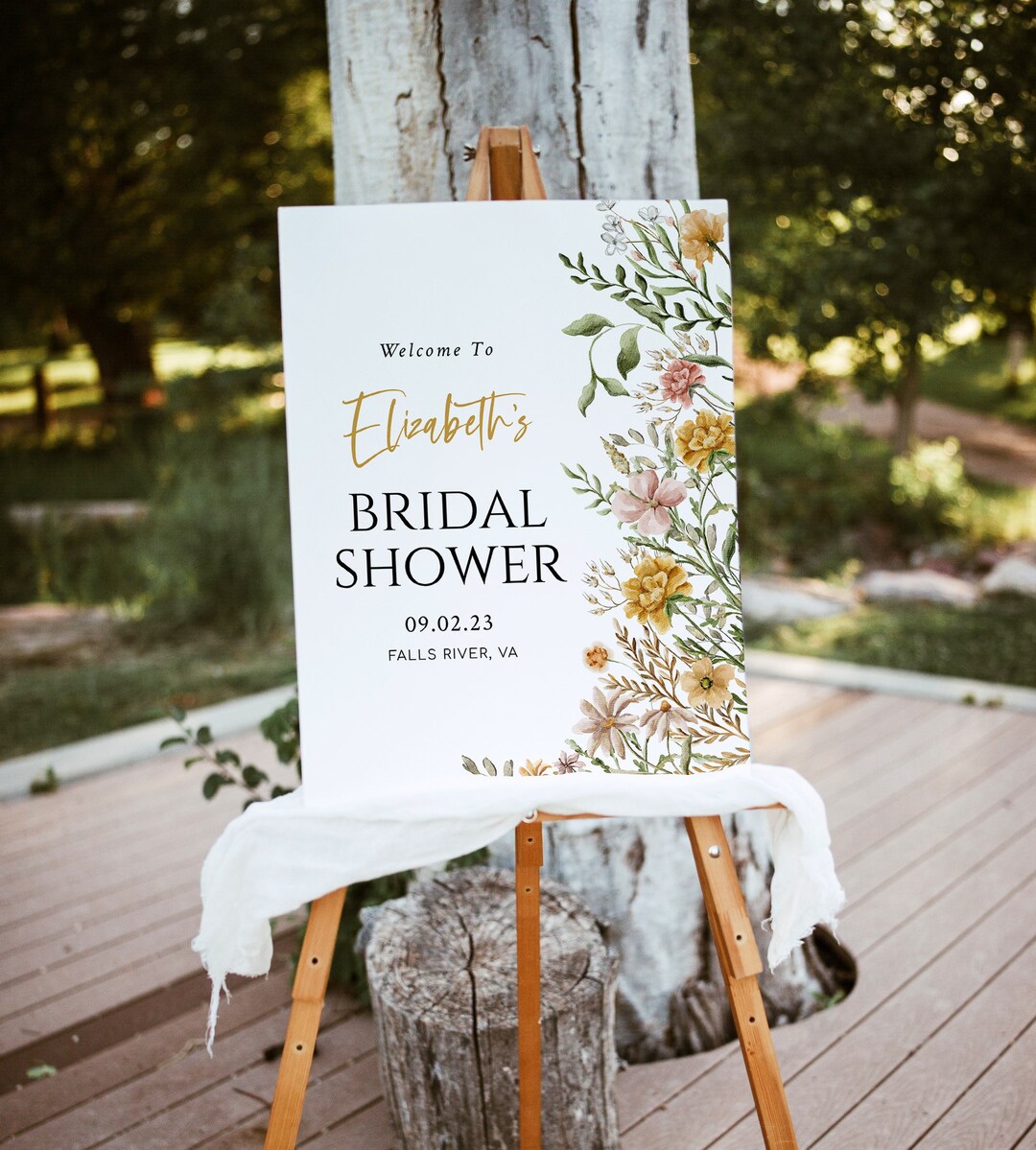 AMAYA Wildflower Welcome Sign Poster, Shower Welcome Sign Decor, Yellow ...