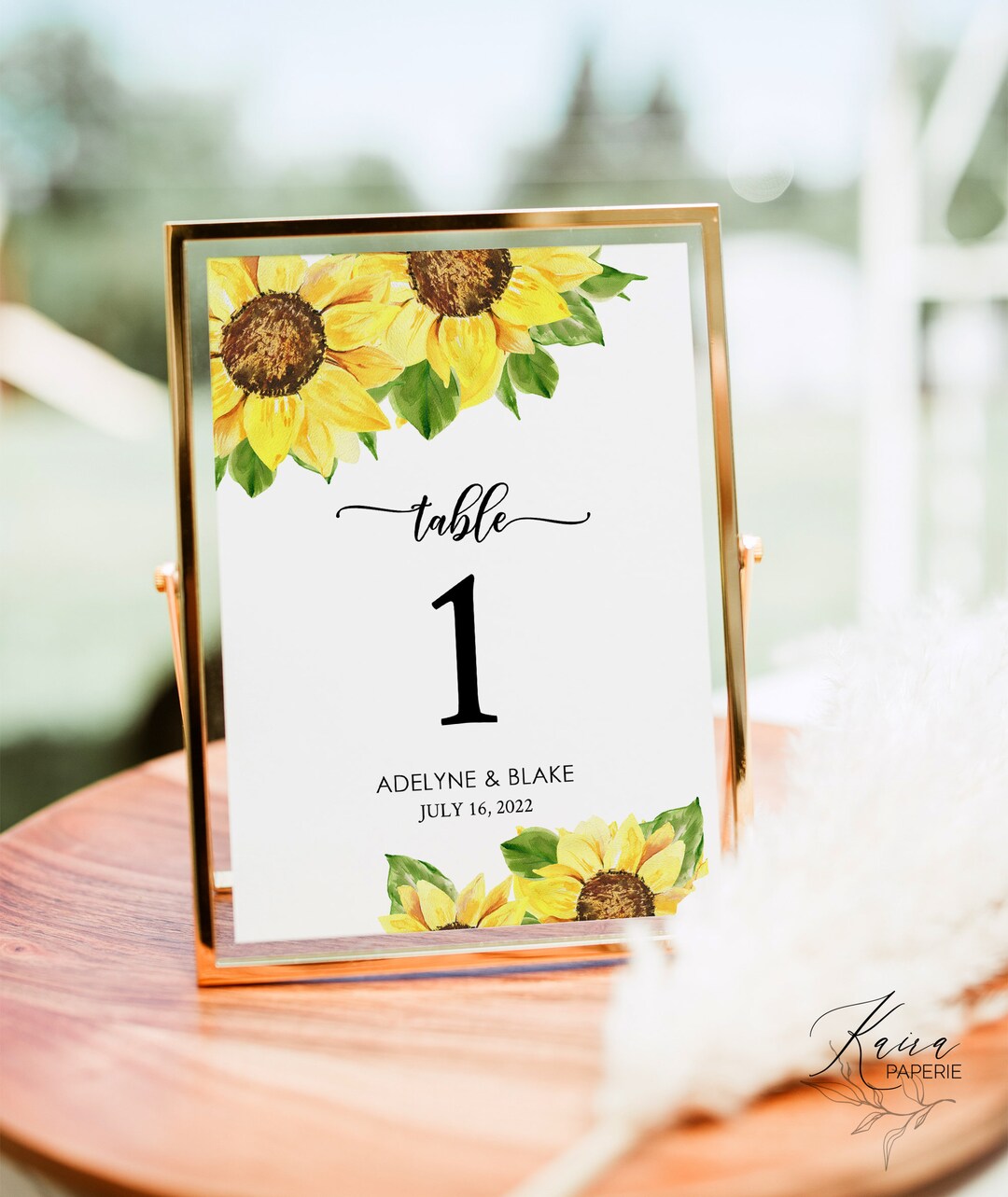 Sunflowers Table Numbers Template, Printable Table Decorations, Wedding ...