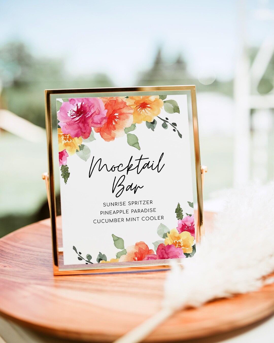 SARAI Mocktail Sign, Peach Pink Yellow Floral Bridal Baby Shower ...