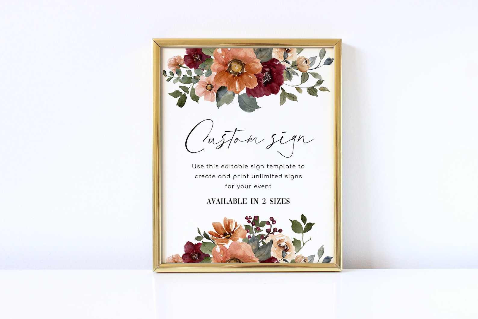 NIA Custom Sign, Modern Floral Custom Sign, Wedding Custom Sign, Orange ...