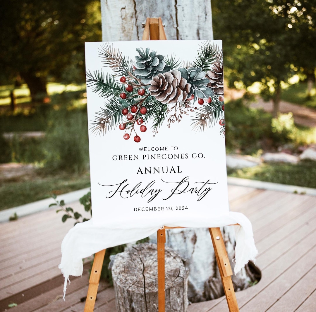 Annual Holiday Party Welcome Sign Template for Company Holiday ...