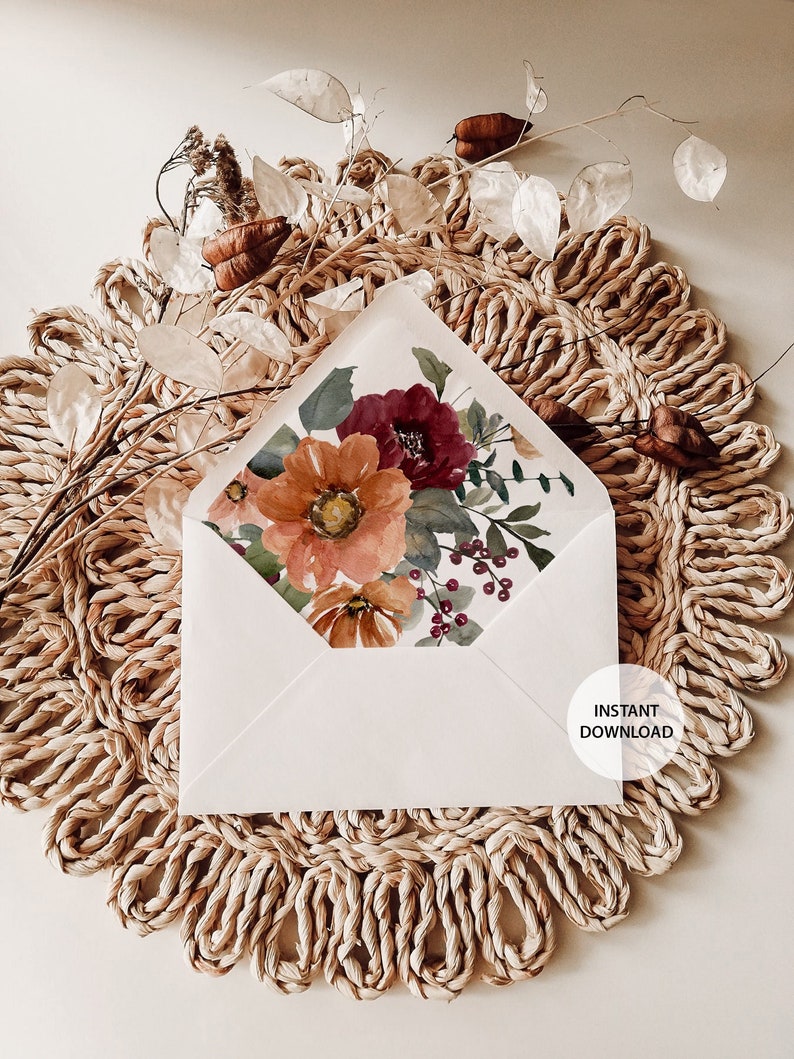 Envelope Liner Template Instant Download Dusty Fall Envelope - Etsy
