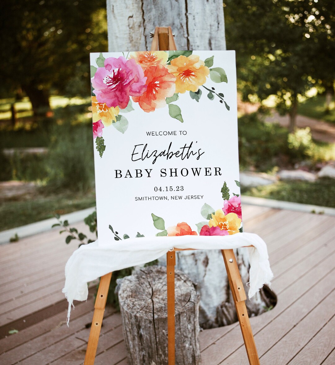 SARAI Floral Baby Welcome Sign Poster, Baby Shower Welcome Sign Decor ...