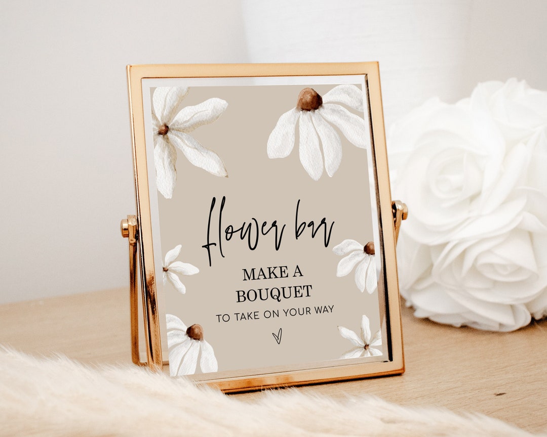 Daisy Flower Bar Sign, Make a Bouquet Sign, Boho Floral, Wedding Floral ...