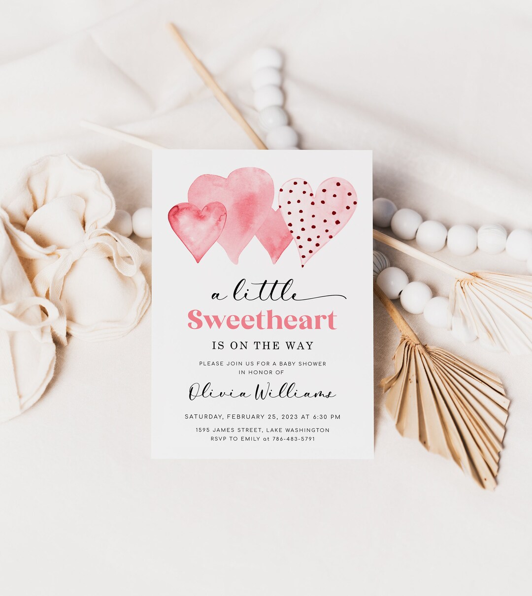 REMI Baby Shower Invitation, A Little Sweetheart is on the Way Baby ...