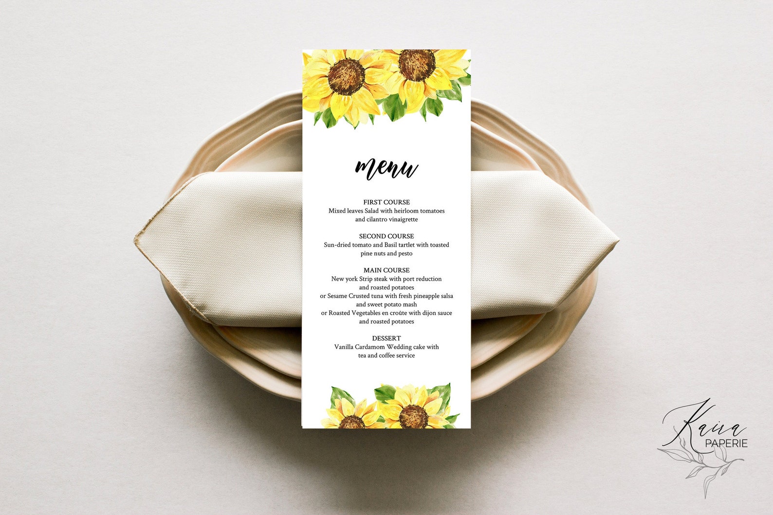 Sunflowers Menu Template Printable Wedding Menu DIY | Etsy