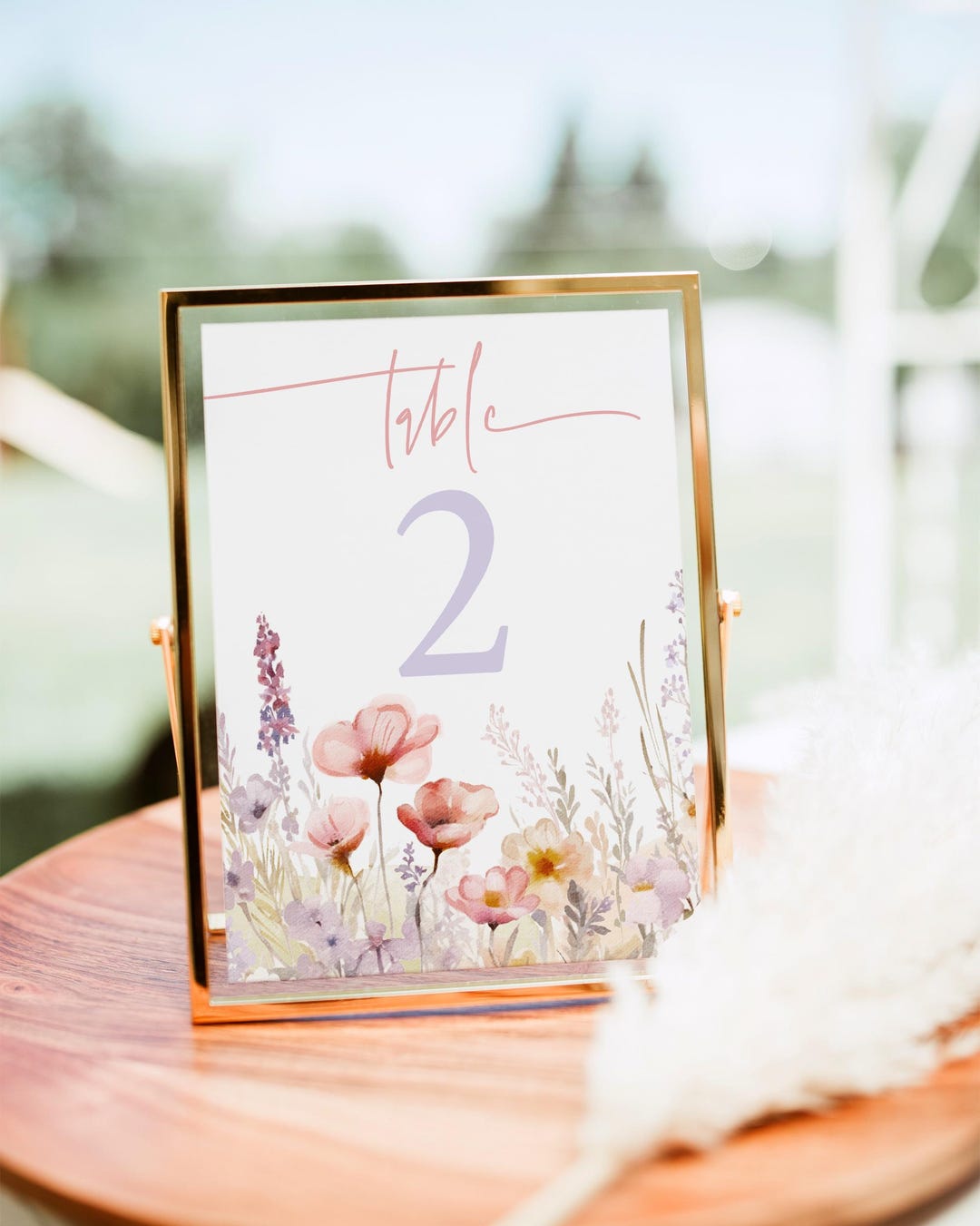 Wildflower Table Numbers, Editable Templates, Pink Purple Spring Summer ...
