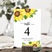 Sunflowers Table Numbers Template Printable Table - Etsy