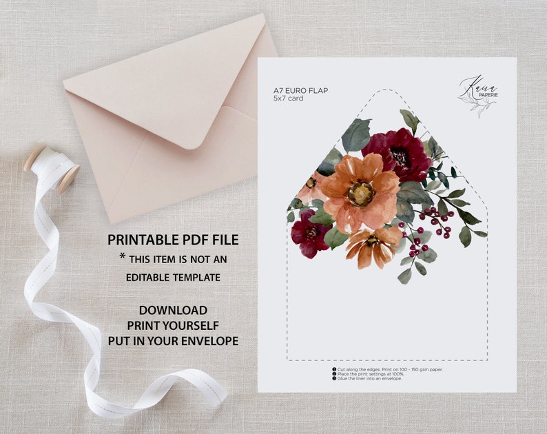 Envelope Liner Template Instant Download Dusty Fall Envelope - Etsy