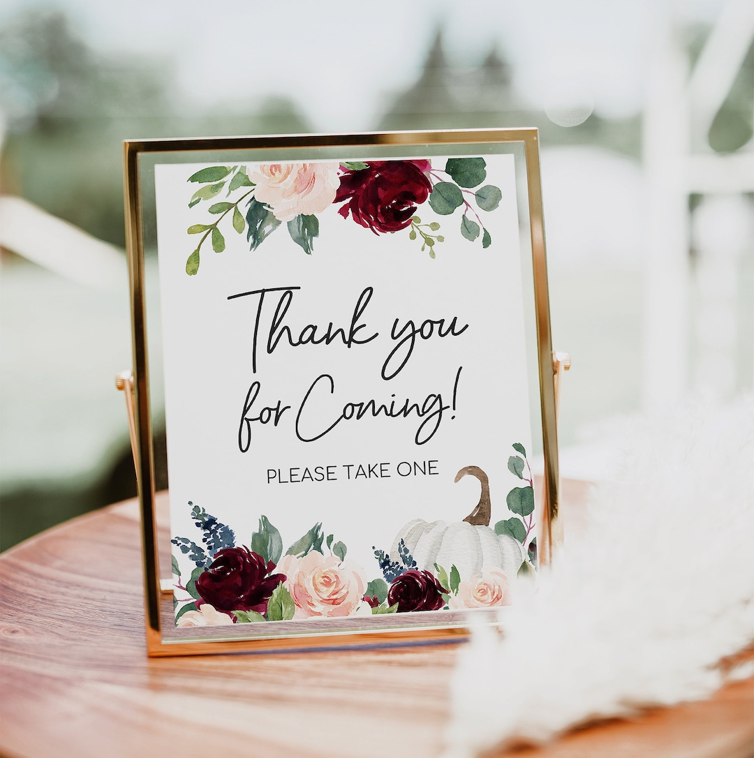 Thank You Sign, Thanks for Coming Sign Reception Sign Burgundy Wedding ...