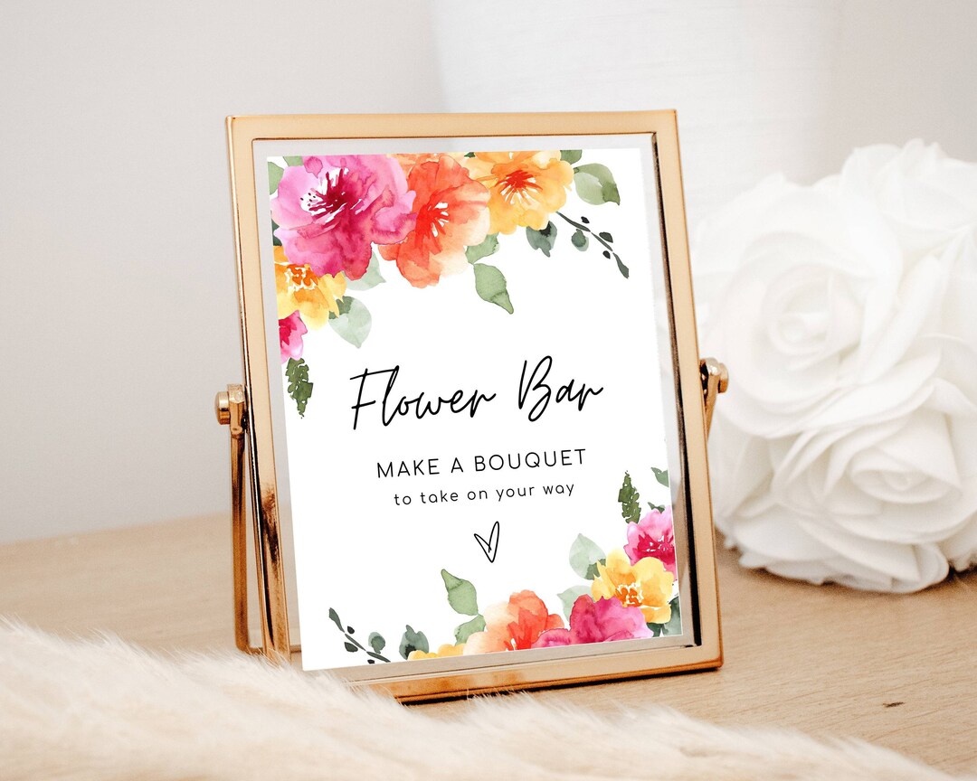 SARAI Flower Bar Sign, Modern Bright Wedding Floral Sign, Make a ...