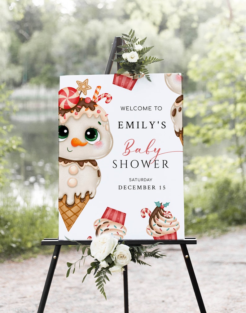 Ice Cream Baby Shower Welcome Sign Template Sweet Christmas - Etsy