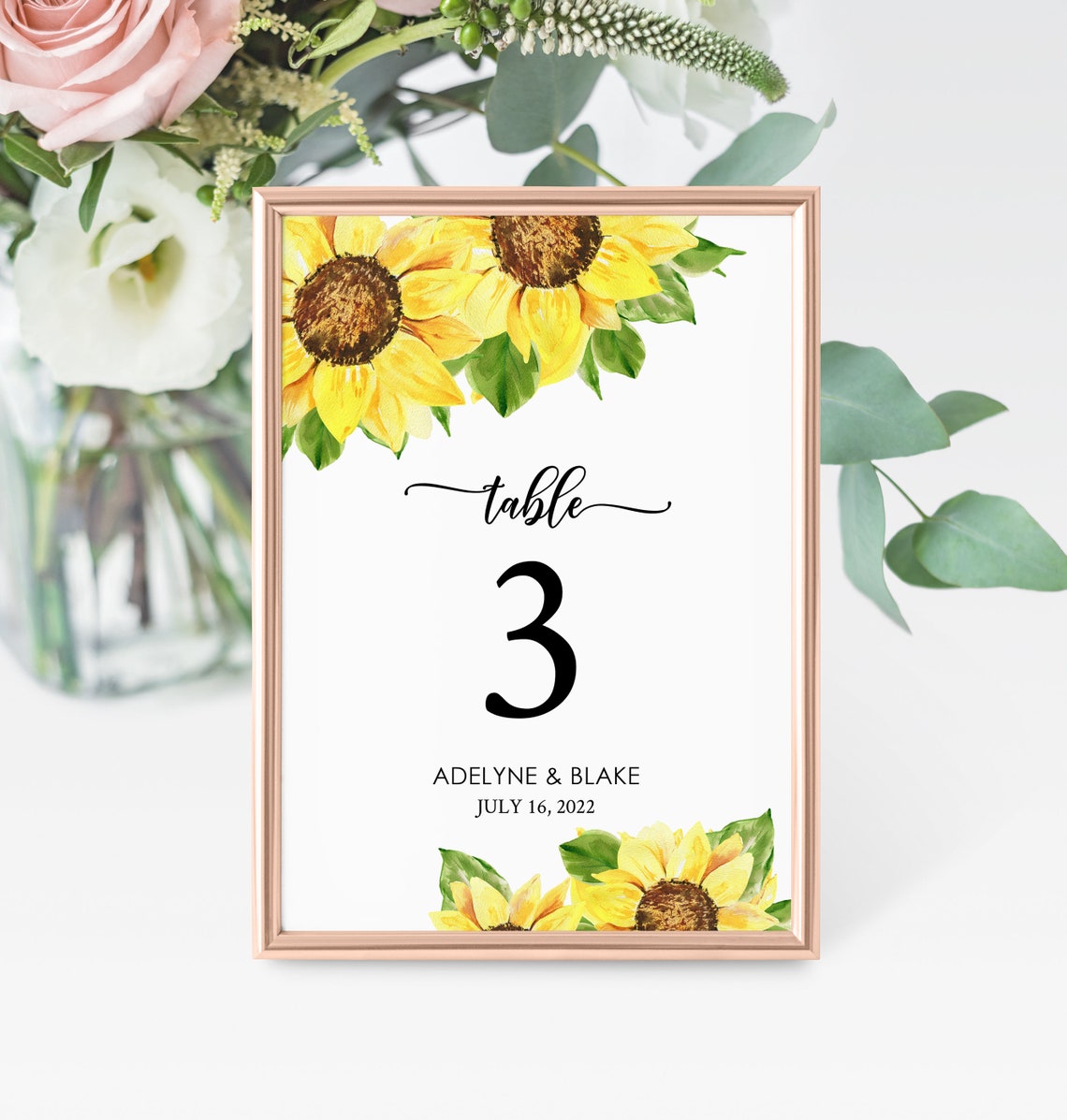 Sunflowers Table Numbers Template Printable Table | Etsy