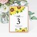 Sunflowers Table Numbers Template Printable Table - Etsy