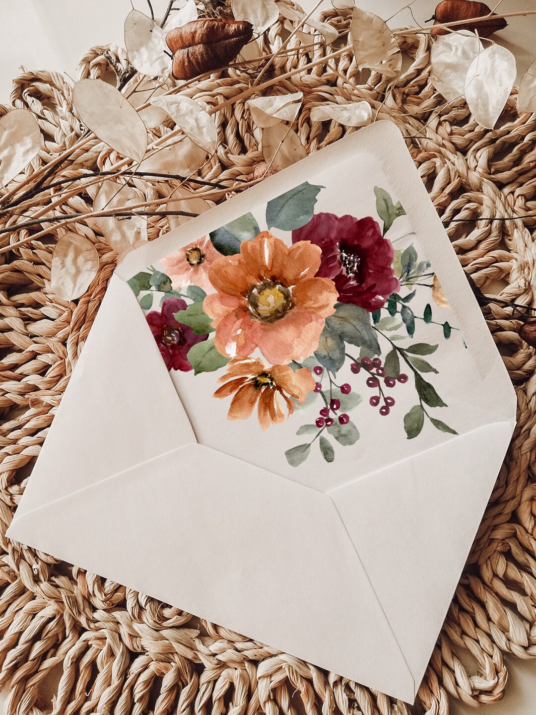 Envelope Liner Template, Instant Download, Dusty Fall Envelope Wedding ...