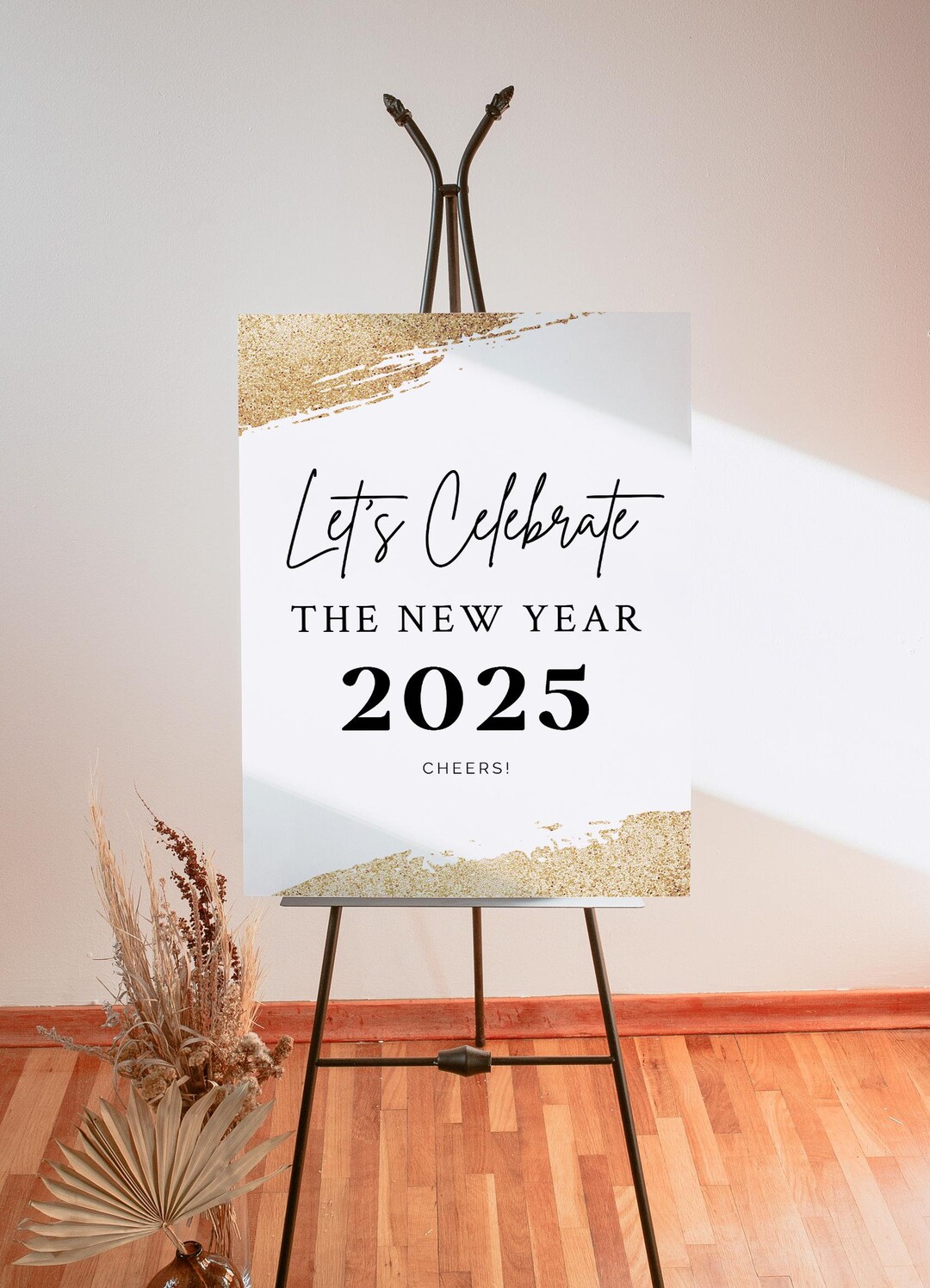 New Year Welcome Sign, Gold Welcome Party Decor, Editable Template ...