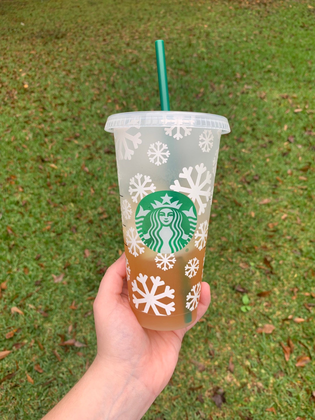 Snowflake Starbucks Cold Cup Tumbler: Reusable Iced Coffee Cup (24oz ...