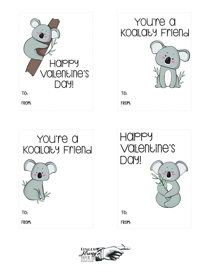 Koala Valentines Cards Digital Download - Etsy