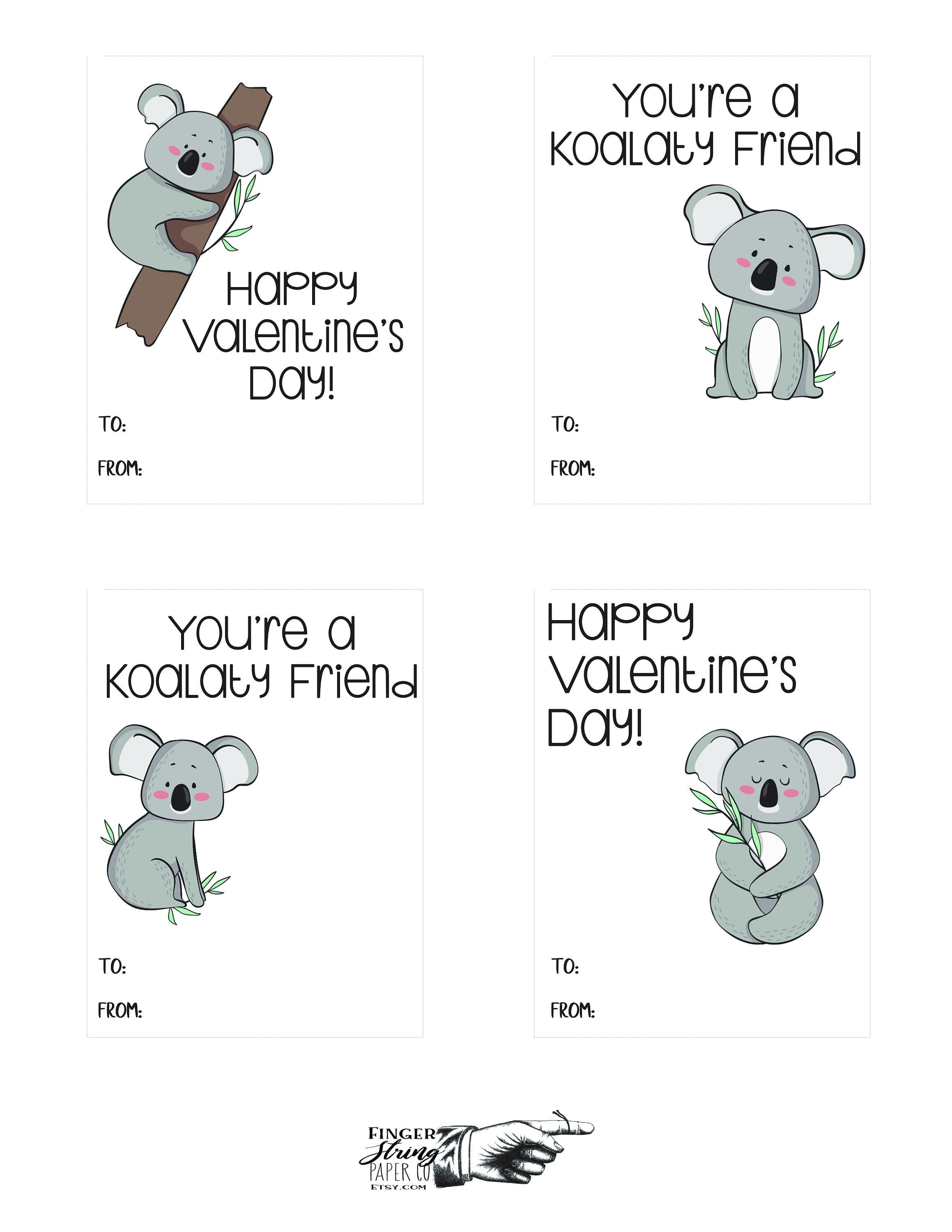 Koala Valentines Cards Digital Download - Etsy