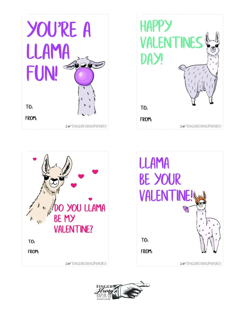 Llama Valentines Cards Digital Download - Etsy