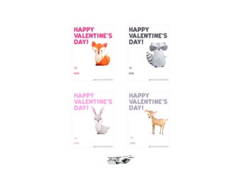 Woodland Bunny Rabbit Classroom Candy Holder Valentines Cute Animals ...