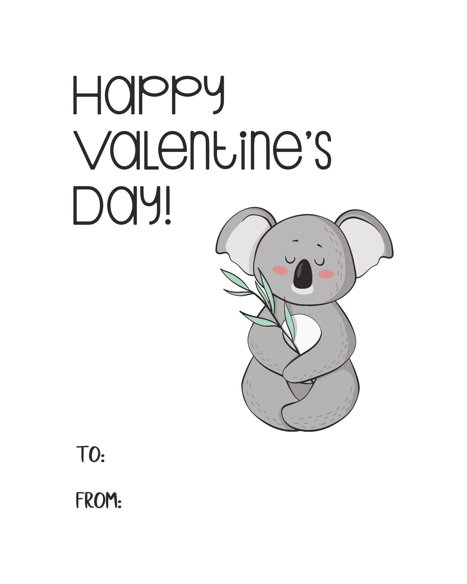Koala Valentines Cards Digital Download - Etsy